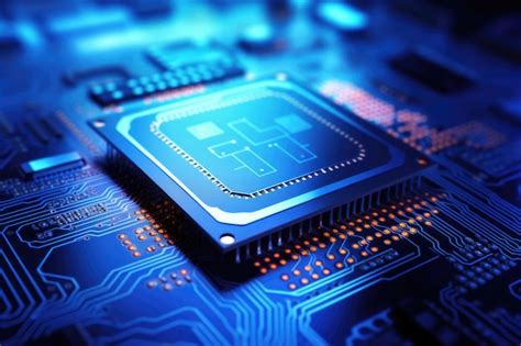 Premium AI Image Integrated Microchip In Blue Light