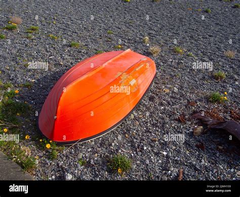 Upside Down Row Boat On The Beach Stock Photo Alamy
