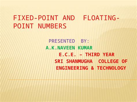 Pptx Fixed Point And Floating Point Numbers Dokumentips
