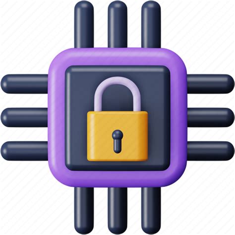 Processor Locked Cyber Security Protection Chip 3d Illustration