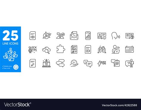 Outline Icons Set Technical Algorithm Quickstart Vector Image