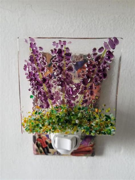 Lavender Nightlight Handmade Fused Glass Etsy Fused Glass Artwork