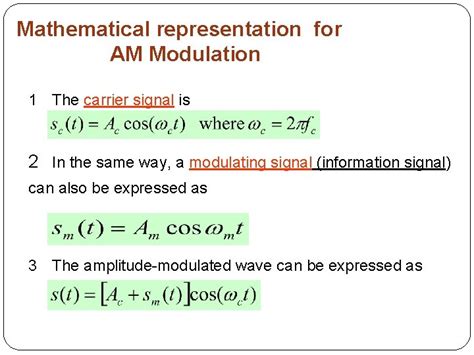 2 1 Amplitude Modulation Full Am Mathematical Representation