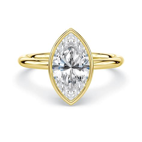 Yellow Gold Marquise Bezel Diamond Ring Plum Diamonds