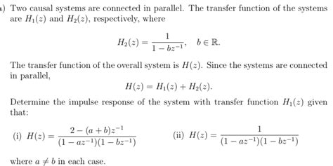 solved two causal systems are connected in parallel the