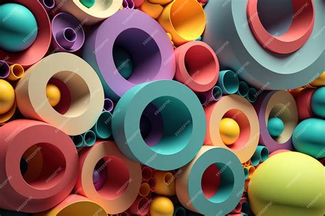 Premium Photo 3d Render Abstract Geometric Background Colorful Creative Circle Shapes