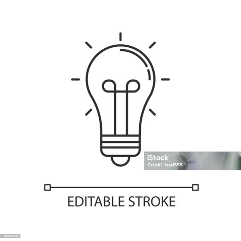 전구 픽셀 완벽한 선형 아이콘 영감 기호 빛나는 전구 백열 램프 얇은 선 사용자 정의 일러스트레이션 윤곽 기호입니다 벡터 격리
