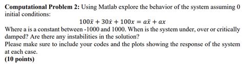 Solved Computational Problem 2 Using Matlab Explore The