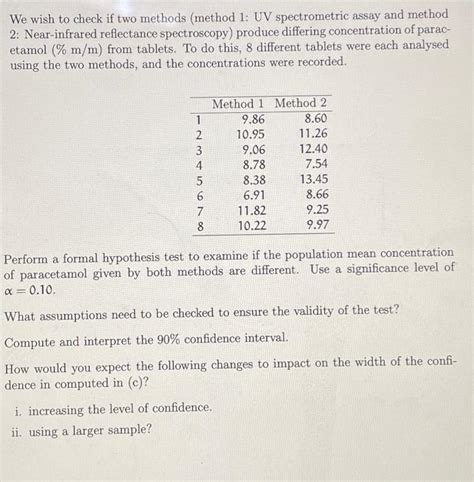 Solved We Wish To Check If Two Methods Method UV Chegg