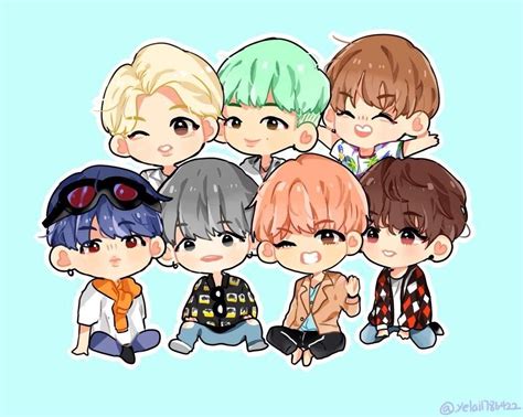 Pin De 𝚁𝚊𝚌𝚑𝚎𝚕 Em Bts Fan Art Bts Fanart Bts Chibi Anime Chibi