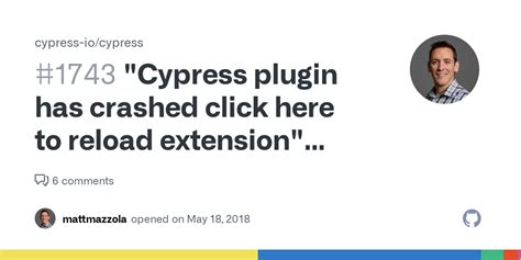 Cypress Plugin Has Crashed Click Here To Reload Extension When