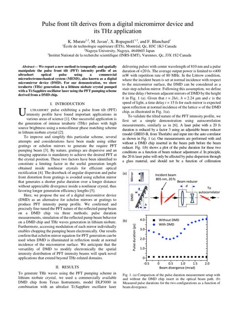 Pdf Pulse Front Tilt Derived From A Digital Micromirror Device And Its Thz Application