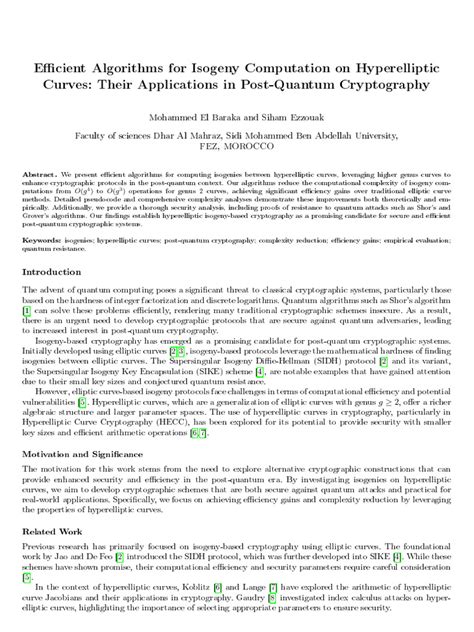 Efficient Algorithms For Isogeny Computation On Hyperelliptic Curves Their Applications In Post