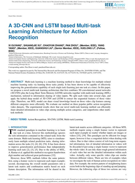 Pdf A 3d Cnn And Lstm Based Multi Task Learning Architecture For