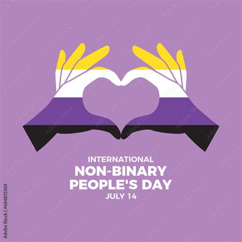 International Non Binary Peoples Day Vector Illustration Hand Heart