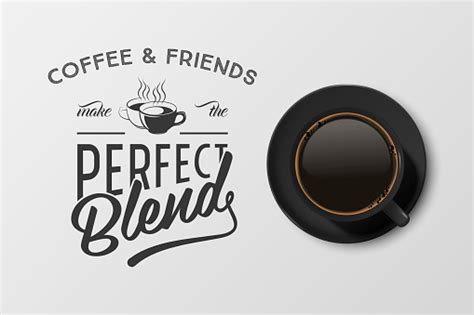 벡터 3d 사실적인 블랙 세라믹 도자기 머그잔 블랙 커피 에스프레소 모카 아메리카노 타이포그래피 인용문이 있는 커피 컵 커피에