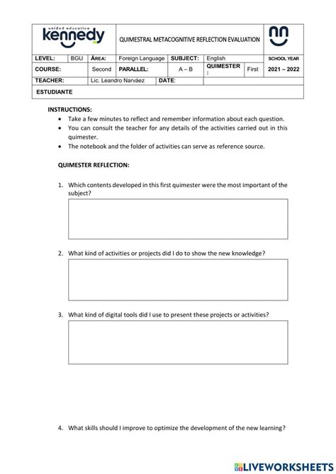 Metacognitive R… Free Interactive Worksheets 1832854