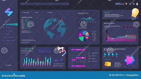 Beautiful Dashboard Mockup With Ui Ux Kit And Illustrations Stock Vector Illustration Of