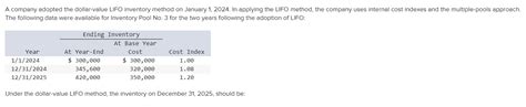 Solved A Company Adopted The Dollar Value LIFO Inventory Chegg Com