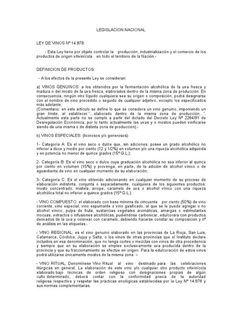 Legislacion Nacional Unidad 1 Pdf Vino Fermentación