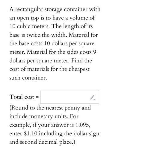 Solved A Rectangular Storage Container With An Open Top Is Chegg