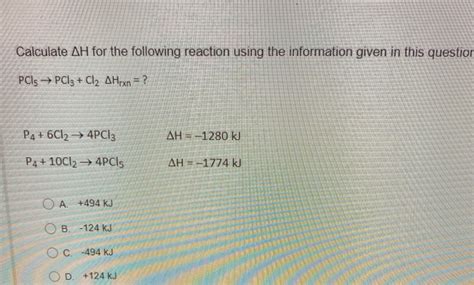 Solved Calculate Ah For The Following Reaction Using The