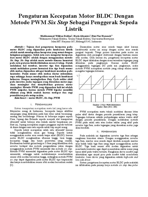 Pengaturan Kecepatan Motor Bldc Dengan Metode Pwm Six Step Sebagai Penggerak Sepeda Listrik Pdf