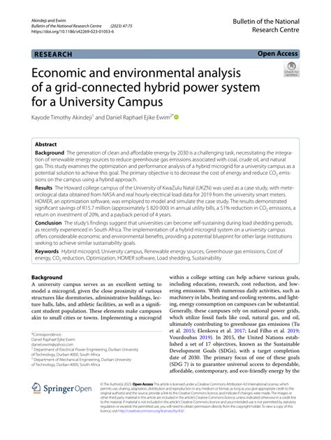 Pdf Economic And Environmental Analysis Of A Grid Connected Hybrid Power System For A