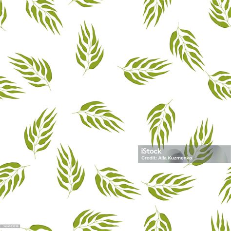 손으로 그린 컬러 잎으로 매끄러운 꽃 귀여운 가을 배경 열대 녹색 가지 현대 꽃 구성 벽지 포스터 카드 직물 직물에 대한 패션 벡터 스톡 일러스트레이션 0명에 대한 스톡