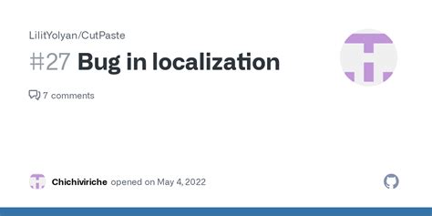 Bug In Localization · Issue 27 · Lilityolyancutpaste · Github