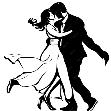 Premium Vector Couple Dancing Tango Vector Illustration Line Art