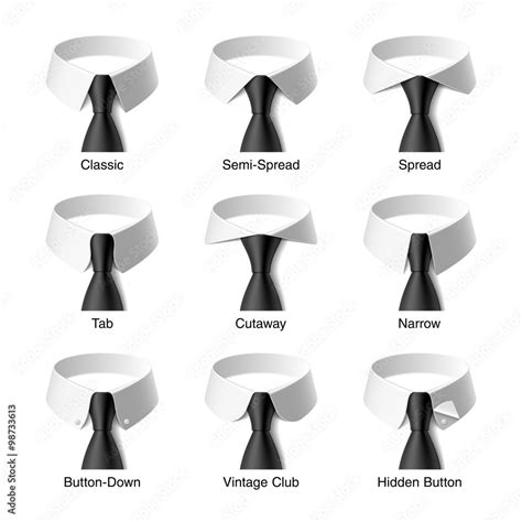 Guide To Different Types Of Shirt Collars Stock Vector Adobe Stock