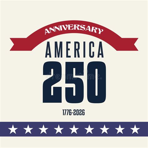 250th Anniversary Of America Usa Independence Day Vector Emblem Stock
