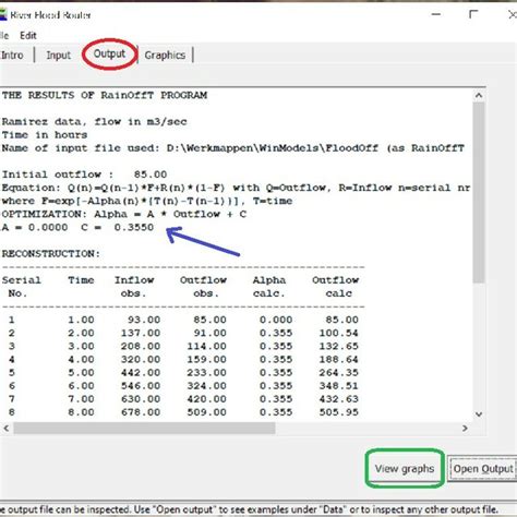 Output Menu User Interface Red Oval With Calibration Results Of The