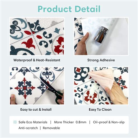 Square Spanish Peel And Stick Vinyl Floor Tile Sticker Commomy