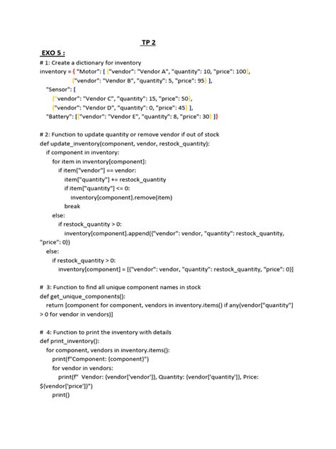 Tp 23 Python 3 Pdf Inventory Computer Programming