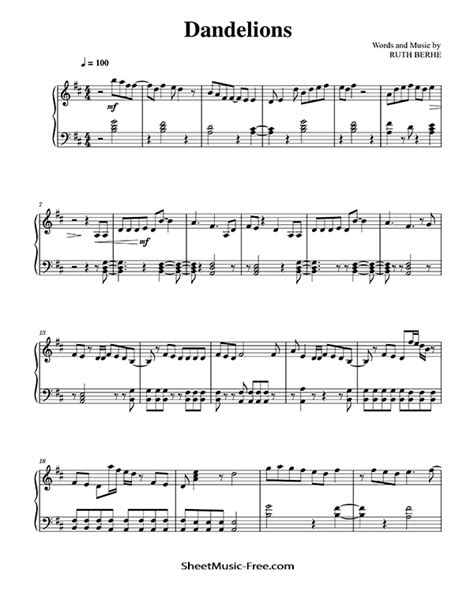 Dandelions Sheet Music Ruth B ♪ Sheetmusic Free Com