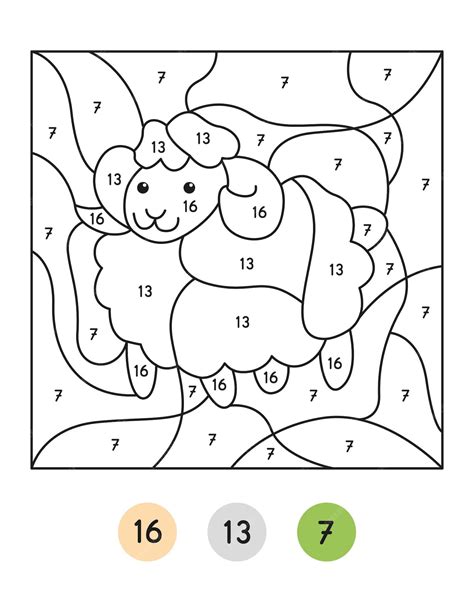 숫자 색칠 페이지 벡터별 색상 아이들을 위한 코드별 색상 프리미엄 벡터