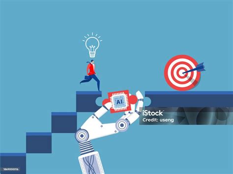 파트너십 연락처 파트너 Robbot과 위층의 사업가 기계 미래 협력 파트너십 및 로봇 개념 평면 스타일의 벡터 일러스트레이션 인공지능에 대한 스톡 벡터 아트 및 기타 이미지