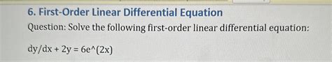 Solved First Order Linear Differential Equationquestion