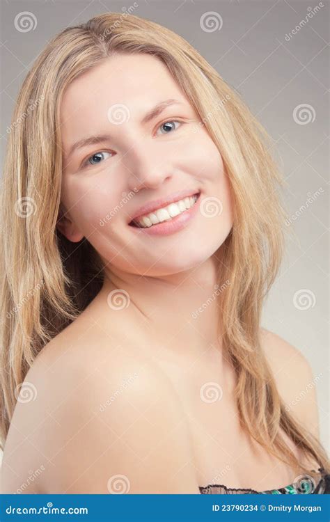 Happy Blonde Woman With Long Hair Stock Photo Image Of Hairstyle Lady