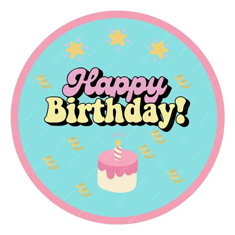 Pegatina Círculo Juguetón De Feliz Cumpleaños Vector Premium