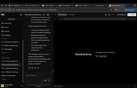Consistent Runtime Error On My V0 Project V0 Vercel Community