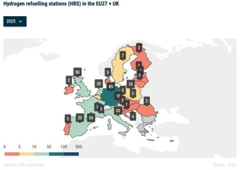 Map Depicts Hydrogen Truck Refueling Stations Needed In Europe Globalspec