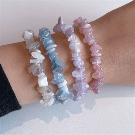 헬레네마켓 [남친생김 로즈쿼츠] 천연석 밴딩 원석팔찌 문스톤 장미석 자수정 아쿠아마린 위시버킷