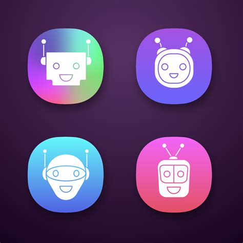 Chatbots App Icons Set UI UX User Interface Talkbots Laughing Virtual Assistants