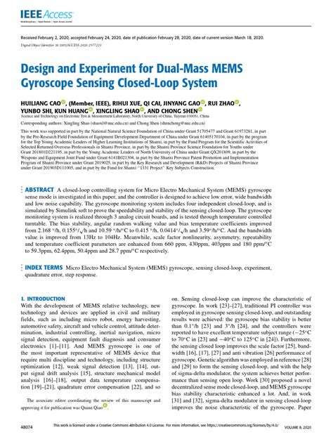 Design And Experiment For Dual Mass Mems Gyroscope Sensing Closed Loop