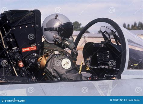 Airforce Pilot In Cockpit F 18 Aircraft Editorial Image 105512218