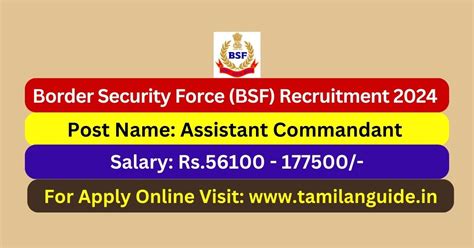 Bsf Recruitment 2024 Assistant Commandant Posts Apply Now Tamilanguide