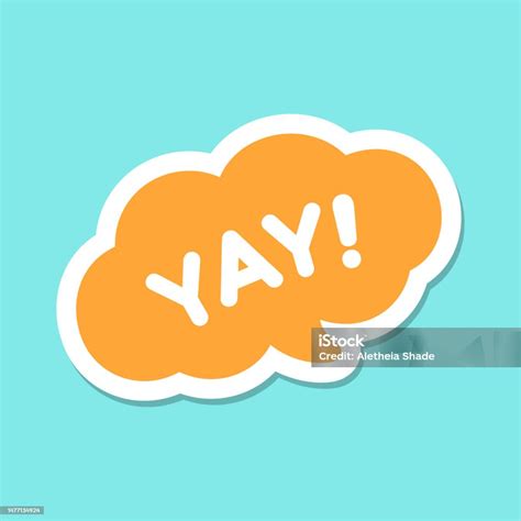 예이 행복한 표현 연설 거품 아이콘입니다 귀여운 검은 텍스트 글자 벡터 그림입니다 Brand Name Online Messaging Platform에 대한 스톡 벡터 아트